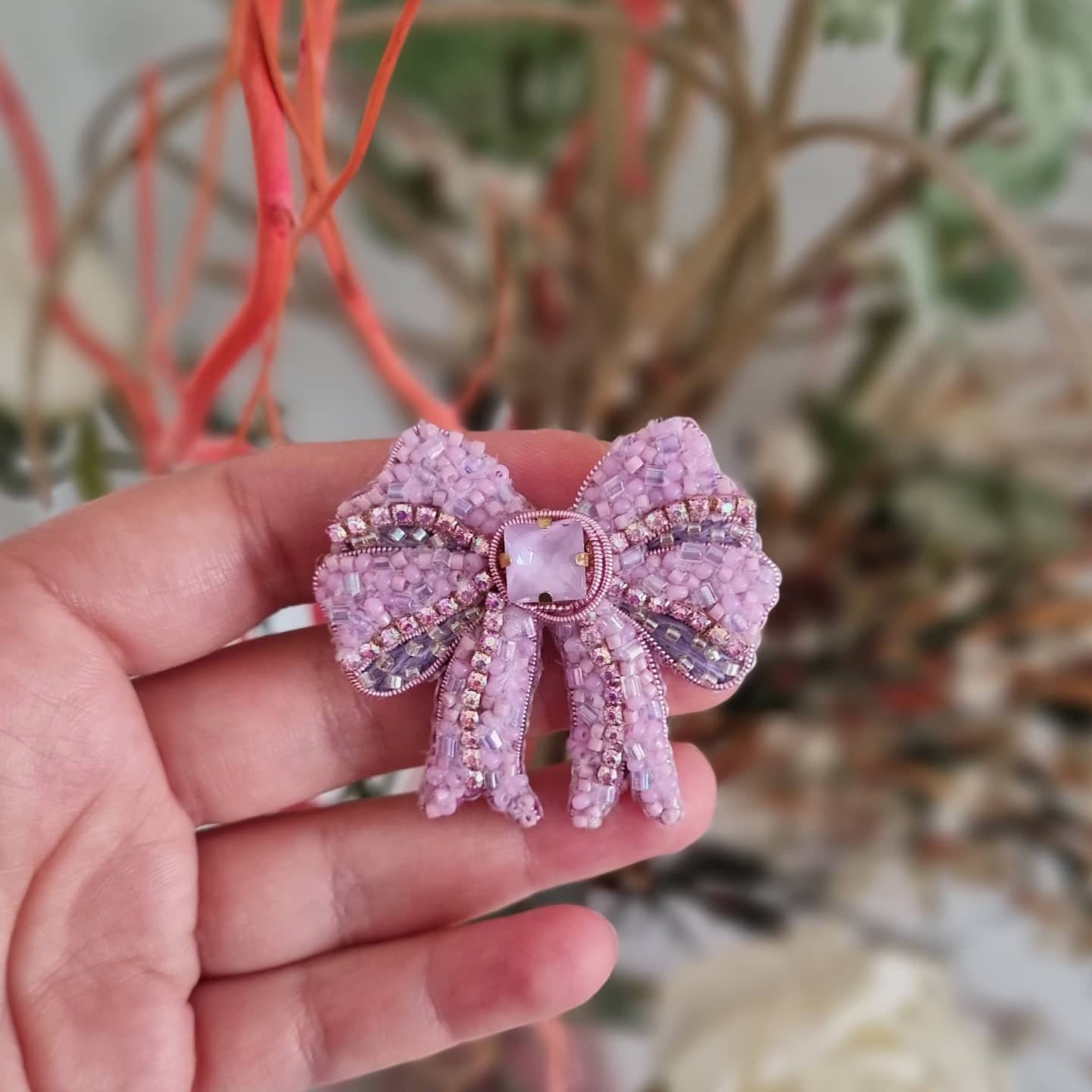 Lilac Bow Brooch, Bridal Jewelry, Bow Girl Accessory, Jacket Crystal ...