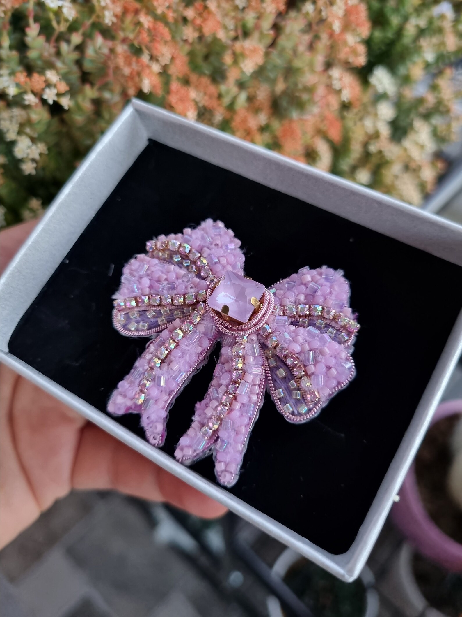 Lilac Bow Brooch, Bridal Jewelry, Bow Girl Accessory, Jacket Crystal ...