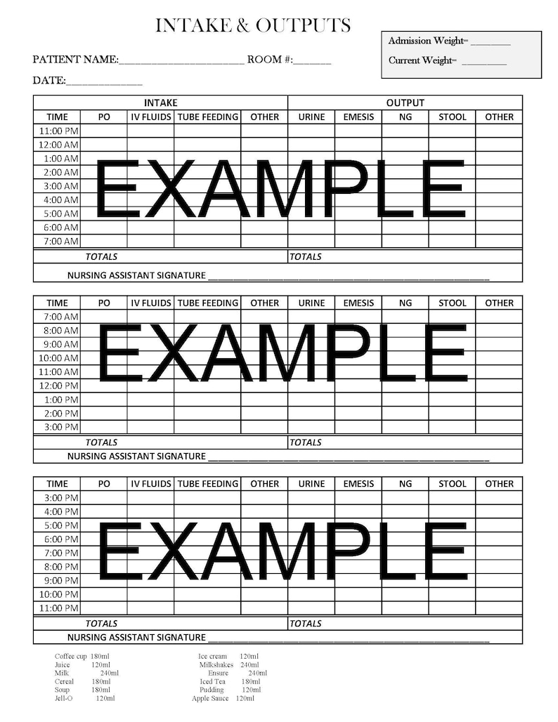 Intake and Output Form - Etsy