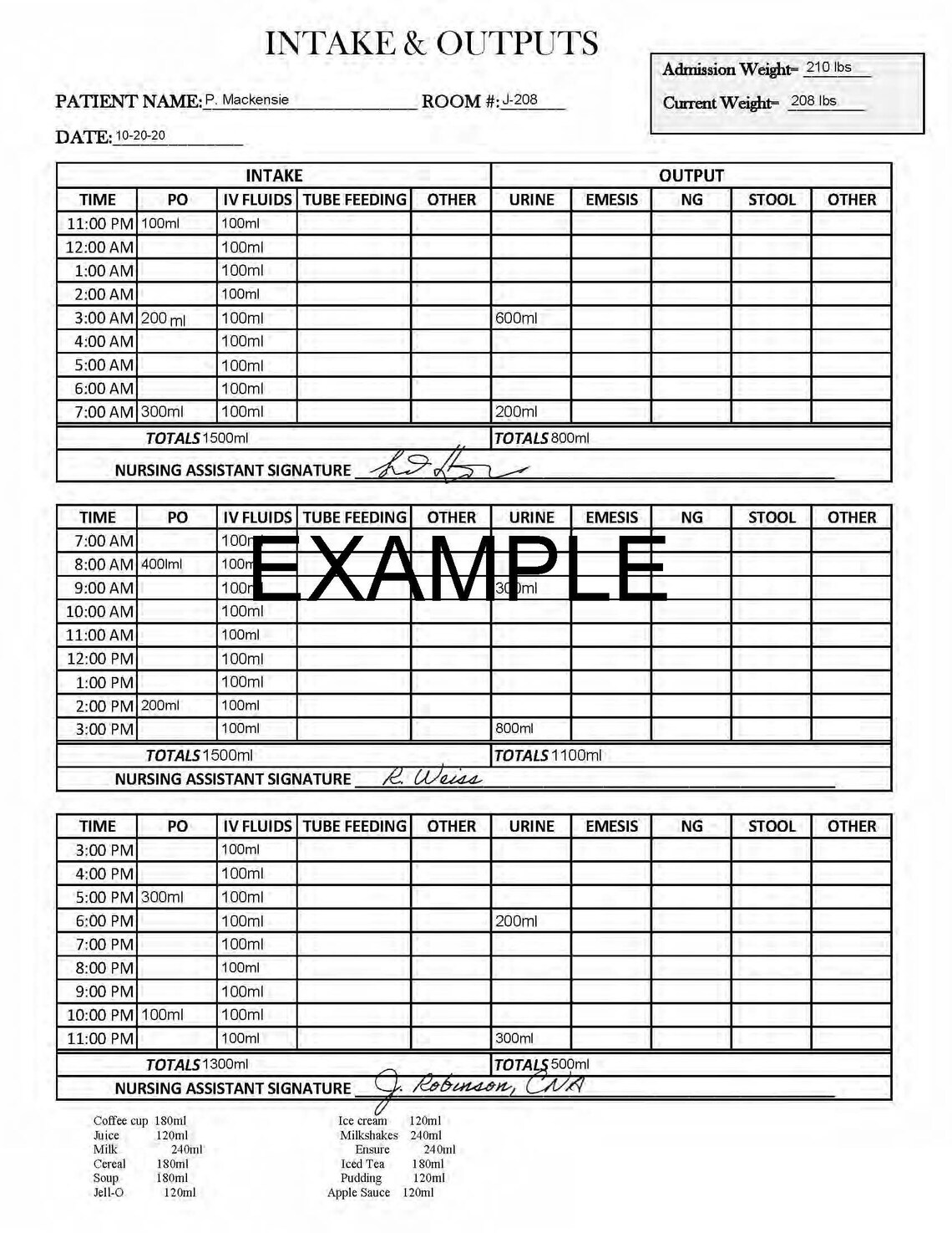 Intake and Output Form - Etsy