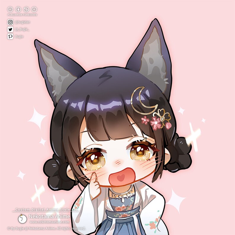 Chibi Anime Style Digital Commission/pngtuber Bugie - Etsy