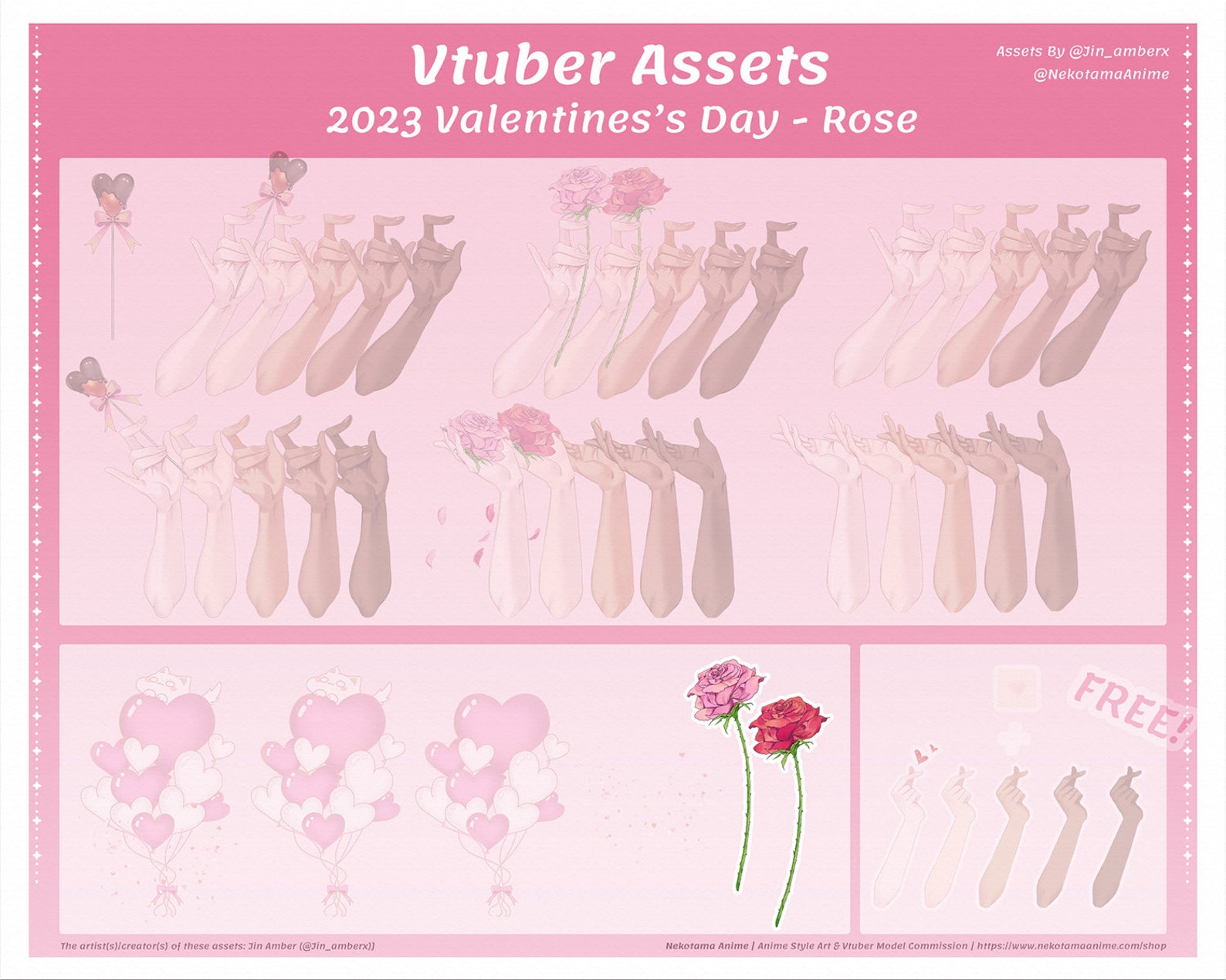 Rose Flower Vtuber Assets Set Valentines Day - Etsy