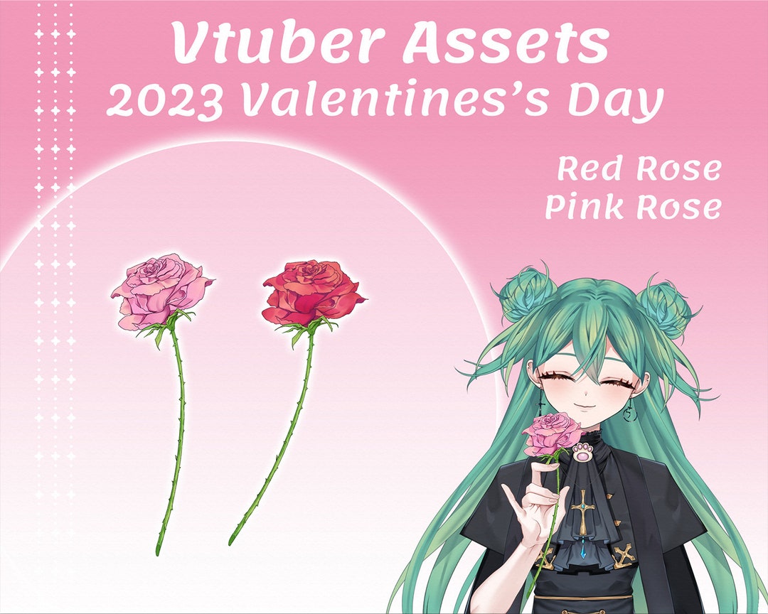 Rose Flower | Vtuber Assets Set | Valentine’s Day - Etsy