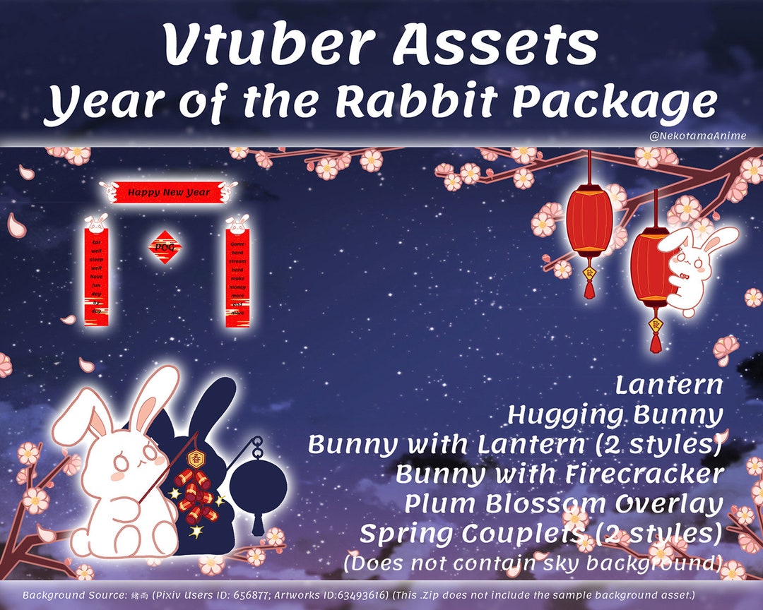 Vtuber Assets Set Year of the Rabbit New Year Bunny plum Blossom ...