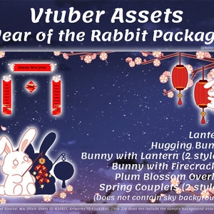 Vtuber Assets Set Year of the Rabbit New Year Bunny plum Blossom ...