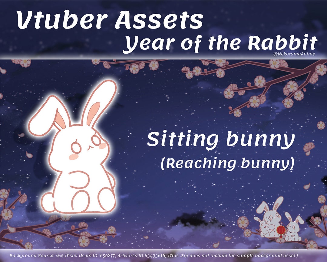 Sitting Bunny Vtuber Assets Set Reaching Bunny Year of the Rabbit Cute ...