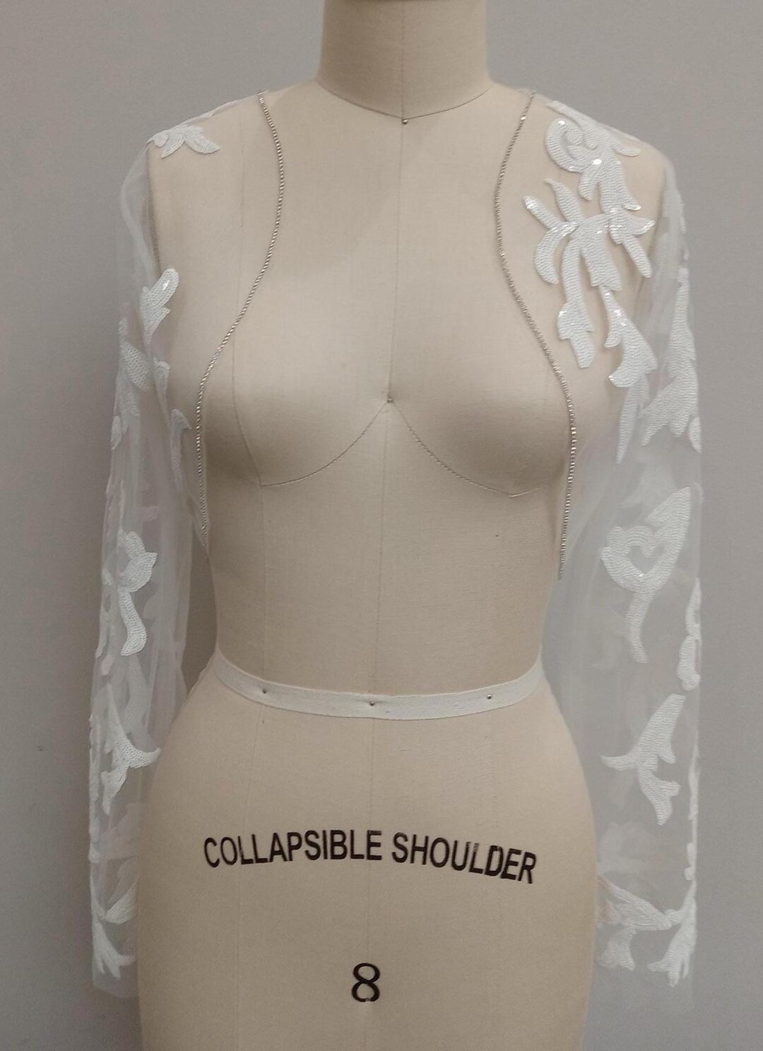 White Long-sleeved Bolero With Sequins and Rhinestone Chain - Etsy