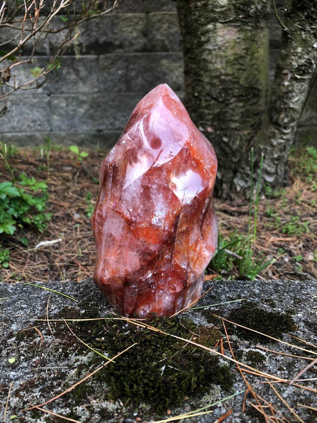 Large Fire Quartz Flame, XL Hematoid Quartz Flame With Rainbows, Red ...