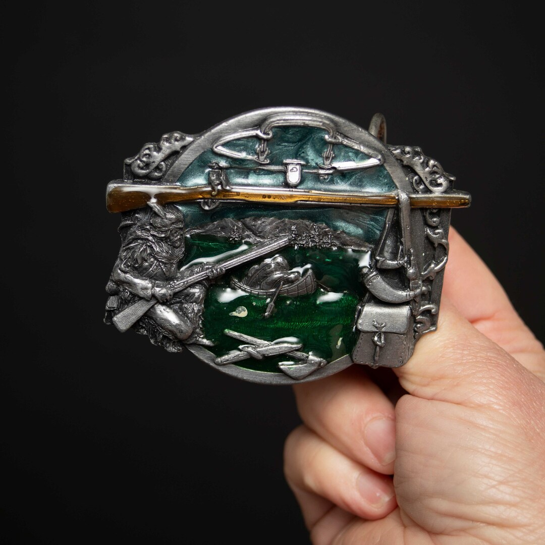 Vintage Fur Trapper Belt Buckle Siskiyou ©1984 - Etsy