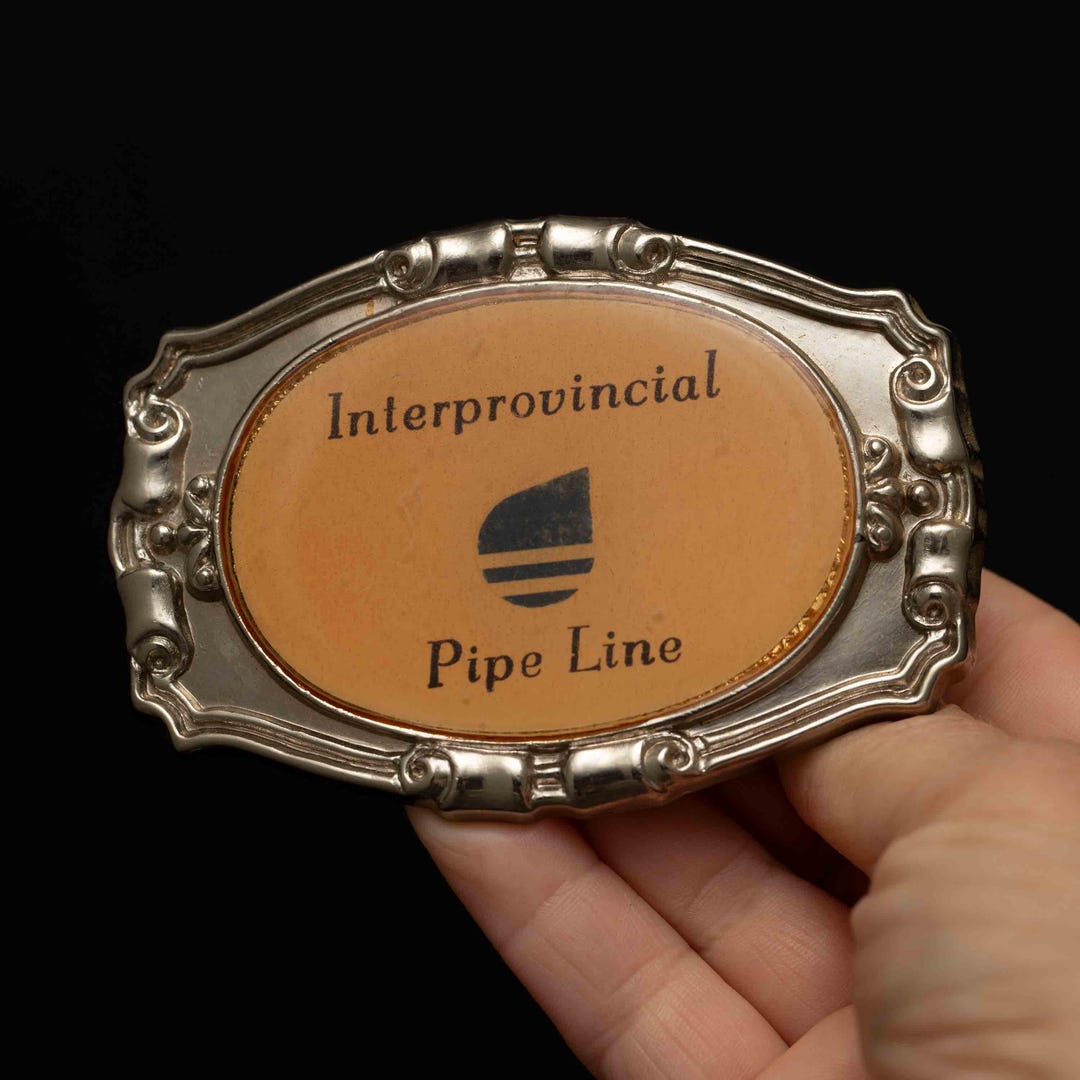 Vintage Interprovincial Pipe Line Belt Buckle Silver Tone Scroll Frame ...