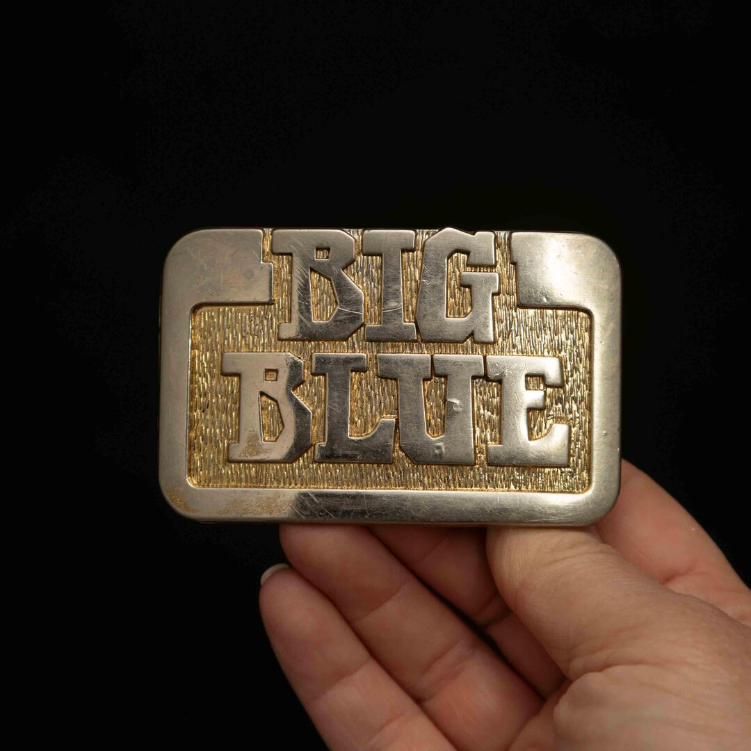 Vintage Big Blue Denim Silver Tone Belt Buckle - Etsy