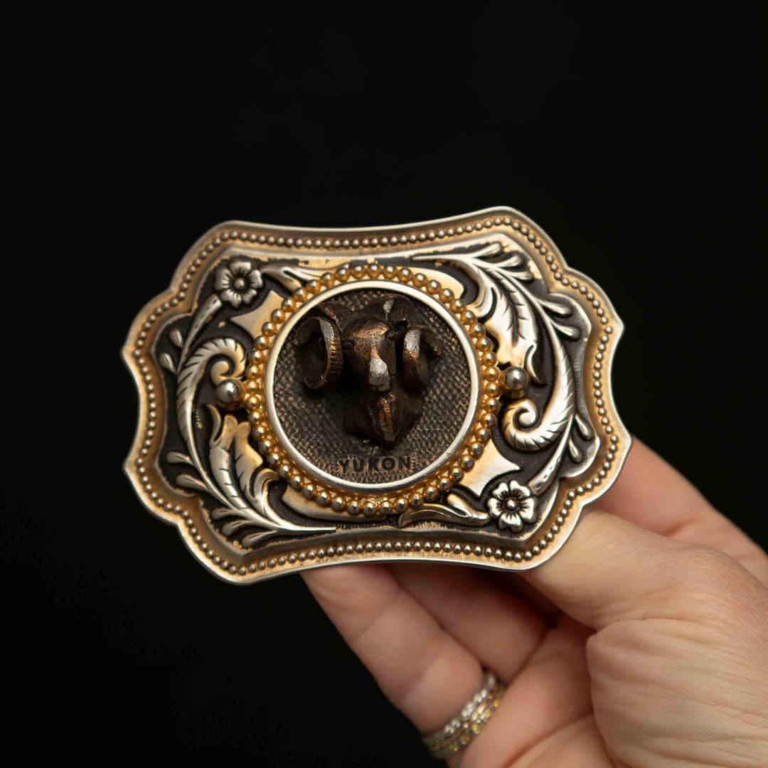 Vintage Yukon Sheep Belt Buckle With Ornate Filigree and Floral Design ...