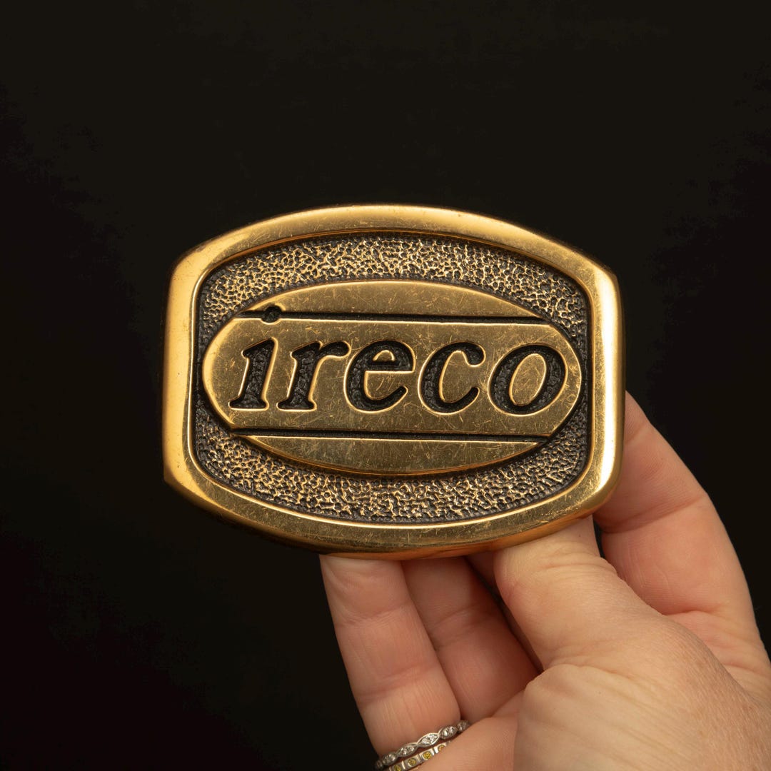 Vintage 1981 Ireco Belt Buckle – Solid Brass Tone Industrial Mining ...