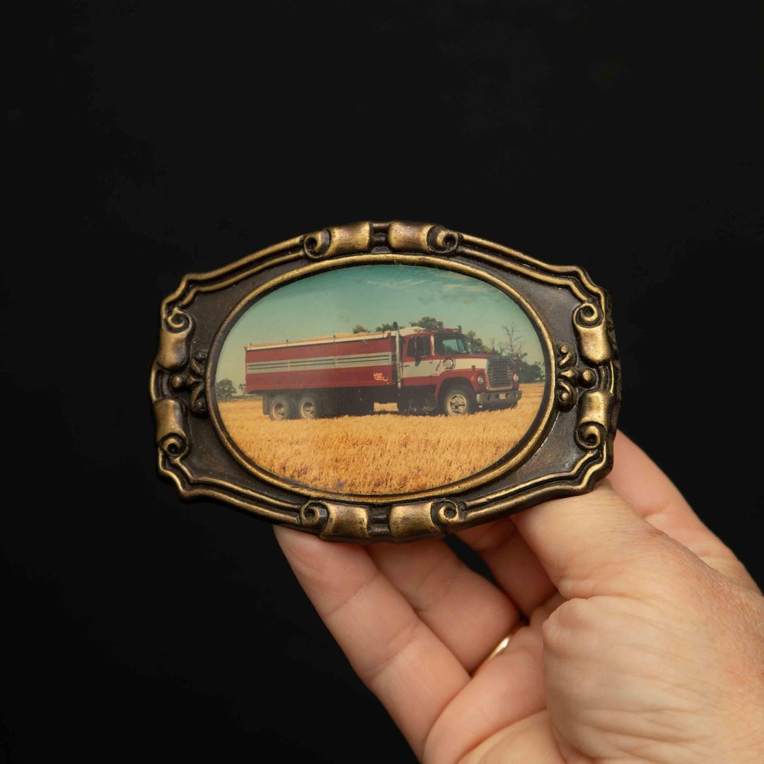 Retro Vintage Peterbilt Semi Truck Belt Buckle With Grain Trailer - Etsy