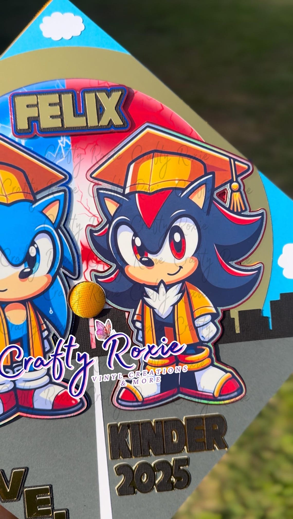 Sonic & Shadow Graduation Cap Topper | Sonic Grad Cap | Kinder ...