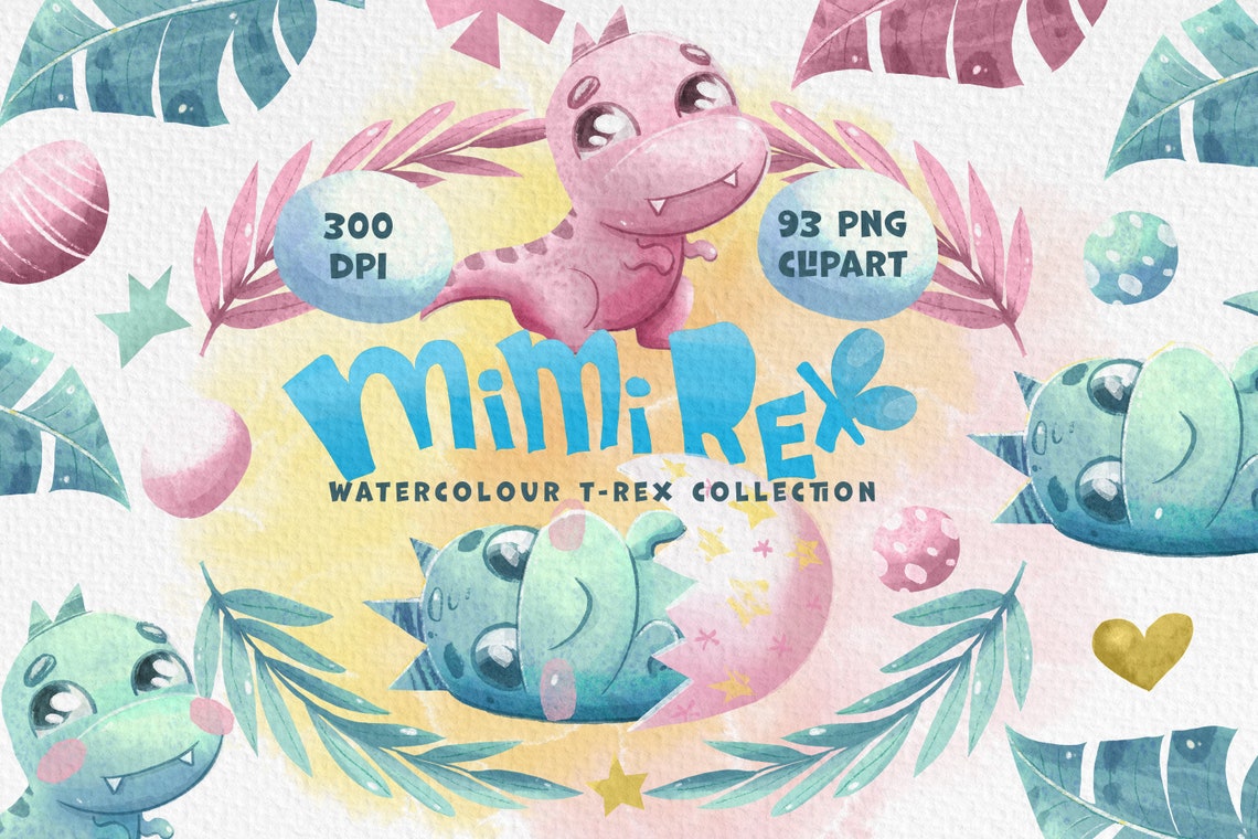 Watercolor T-rex Dinosaur Png Clipart, Cute Dinosaur, Cartoon Baby ...