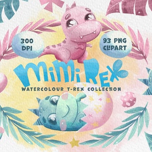 Watercolor T-rex Dinosaur Png Clipart, Cute Dinosaur, Cartoon Baby ...