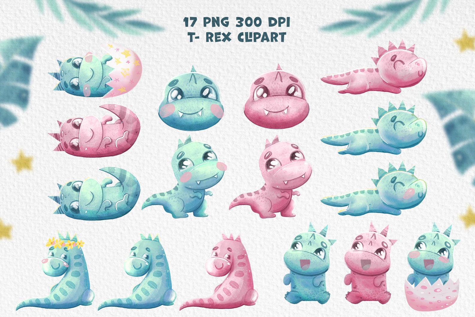 Watercolor T-rex Dinosaur Png Clipart, Cute Dinosaur, Cartoon Baby ...