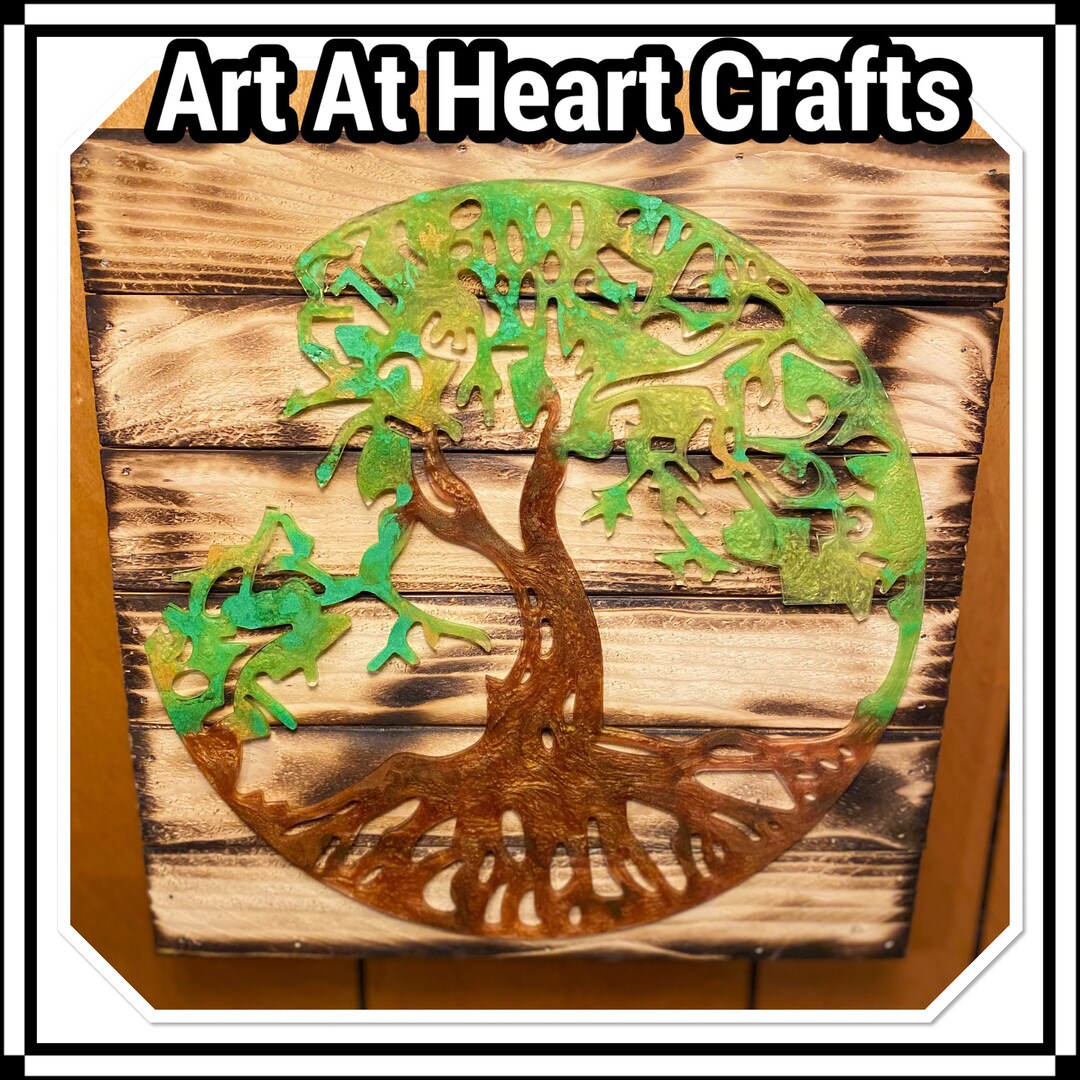 Tree of Life, Wooden Decor, Burned Wood, Tree of Life Resin Art, Wall ...