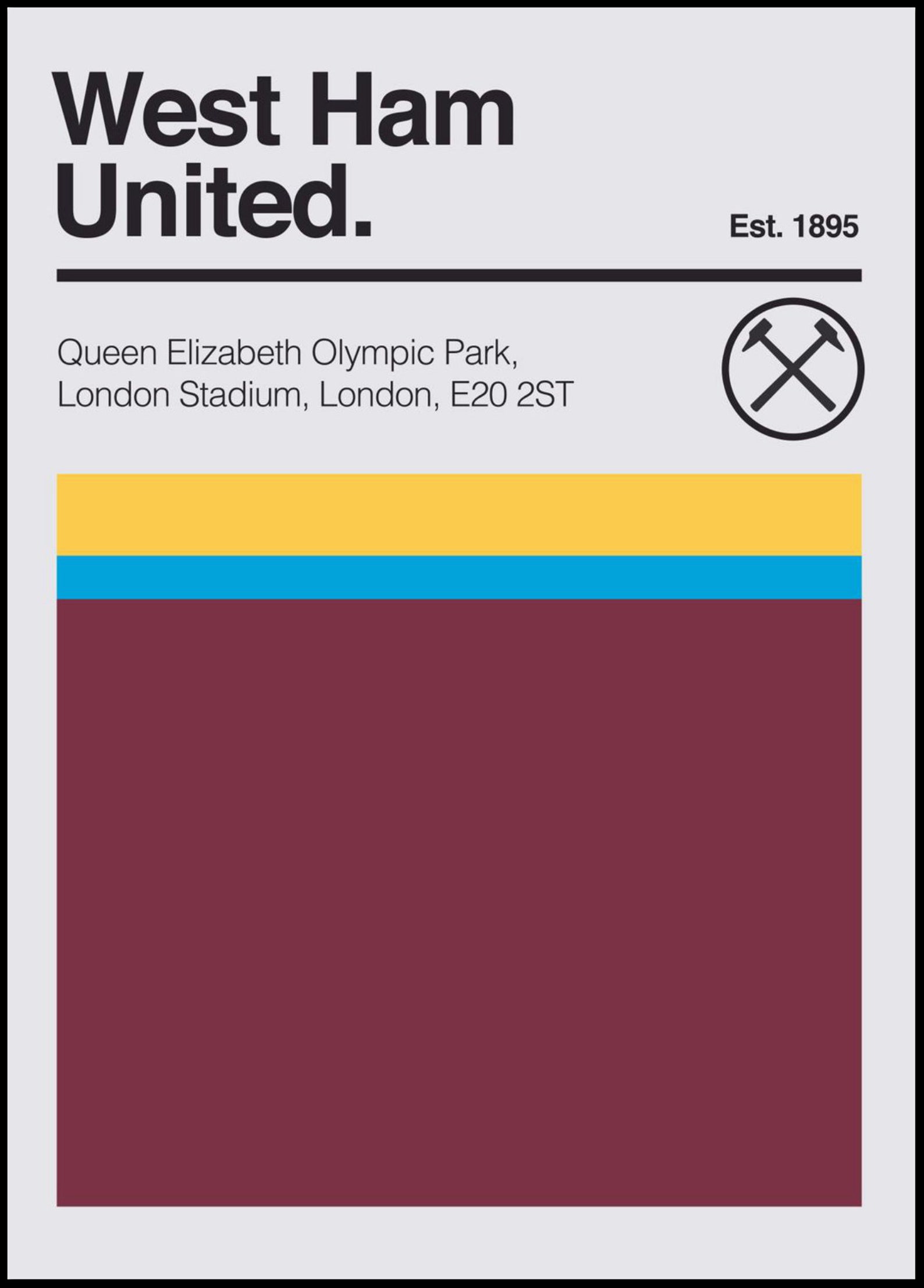 West Ham United Retro Style Pantone Poster Print Wall Art | Etsy