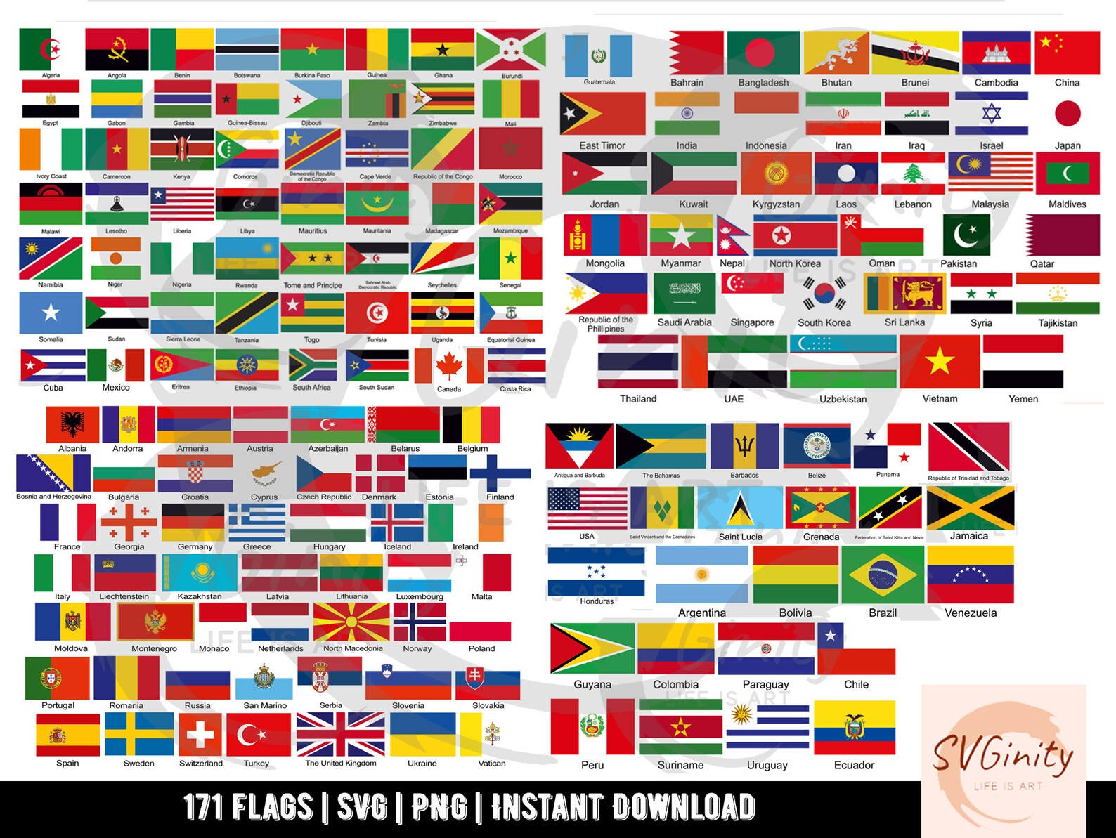 World Flags SVG 171 Flags SVG Bundle National Flags Countries Flas ...