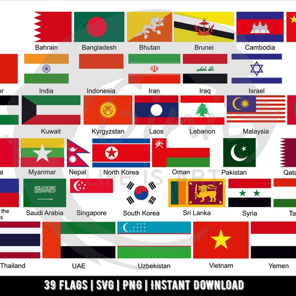 Asian Flags Svg - Etsy