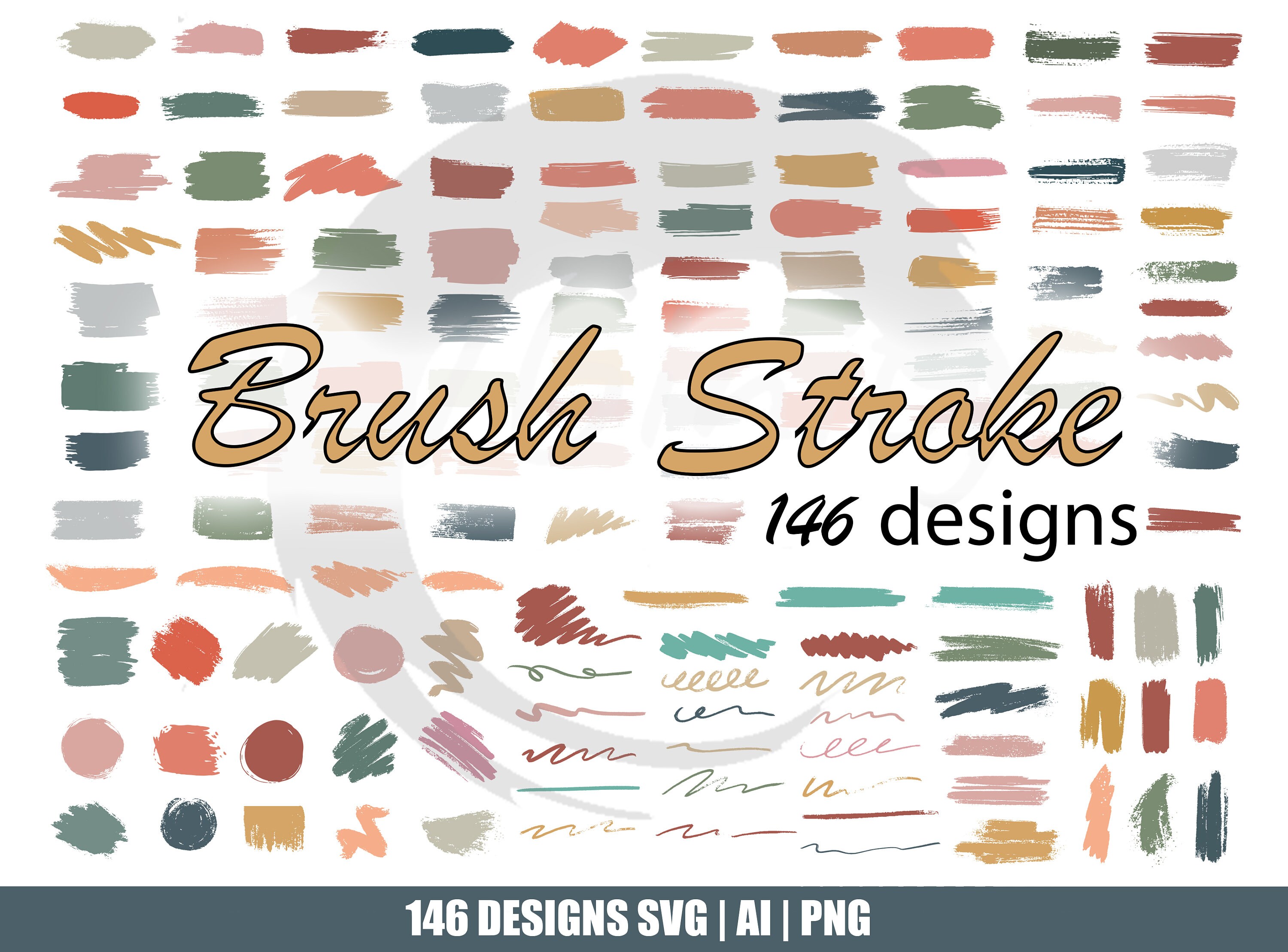 Brush Stroke Clipart Brush Stroke SVG PNG Brush Stroke Template Art Bundle Brush Stroke Vector ...