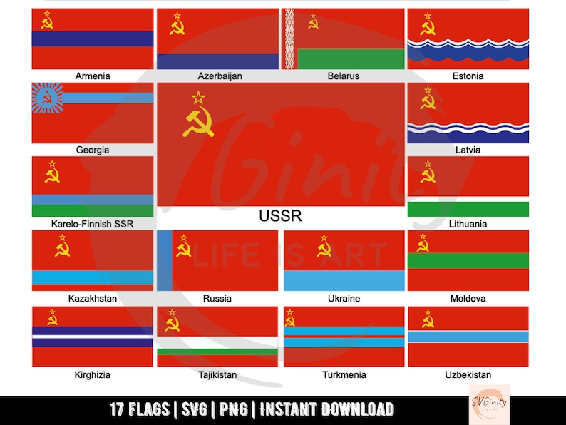 USSR Flag SVG Soviet Union Repuplic Flags Communism SVG Symbol of Communism Russia Svg Socialist ...