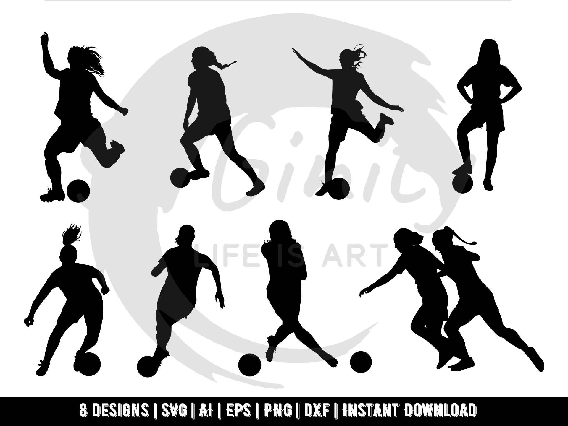 Female Soccer Silhouette Soccer SVG Bundle Female Soccer Player SVG for ...