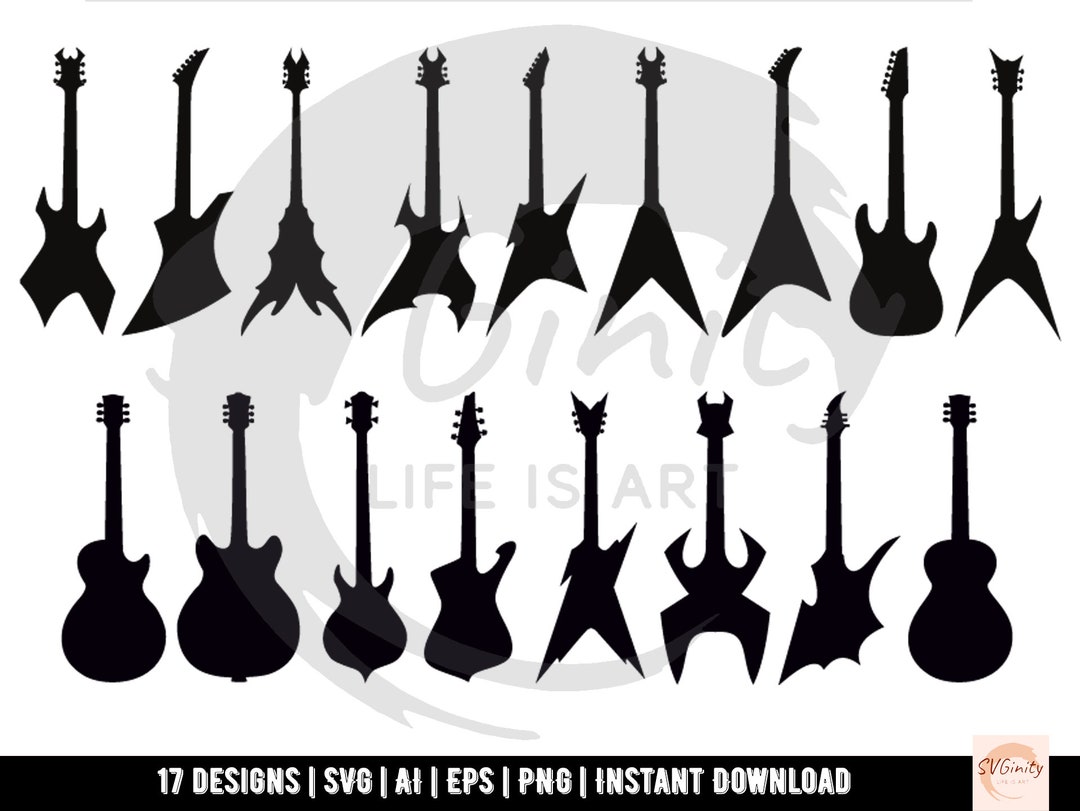 Guitar SVG Bundle Guitar Silhouette Music SVG Guitar Cut File Svg File ...