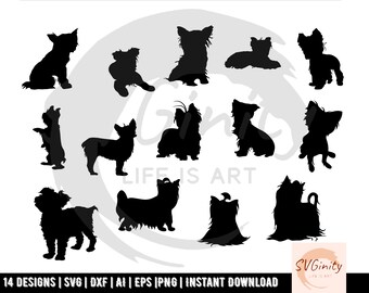 Yorkshire Terrier Svg, Yorkie Svg, Dog Head Svg, Dog Clipart, Yorkshire ...