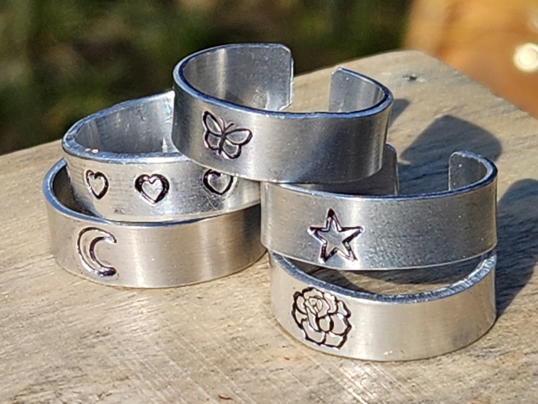 Customizable Adjustable Metal Stamp Rings - Etsy