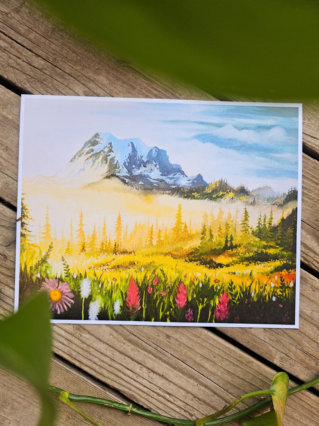 Art Print of Glowing Sunrise on Mt. Rainier - Etsy