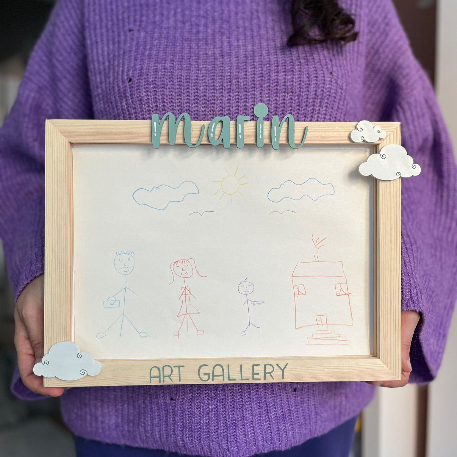 Personalized Wooden Kids’ Art Frame – Easy Open & Changeable Display ...