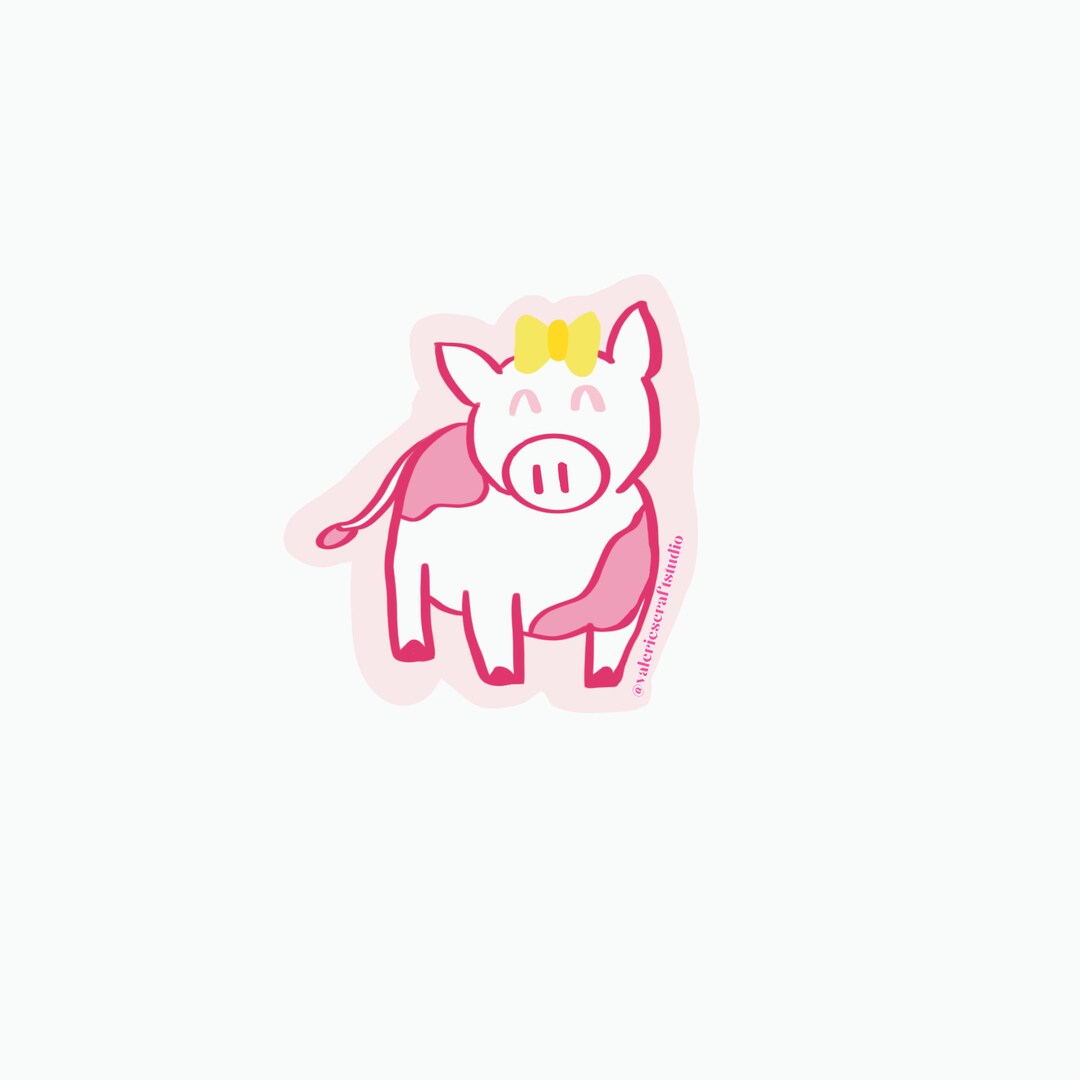 Cute Pink Cow Sticker - Etsy