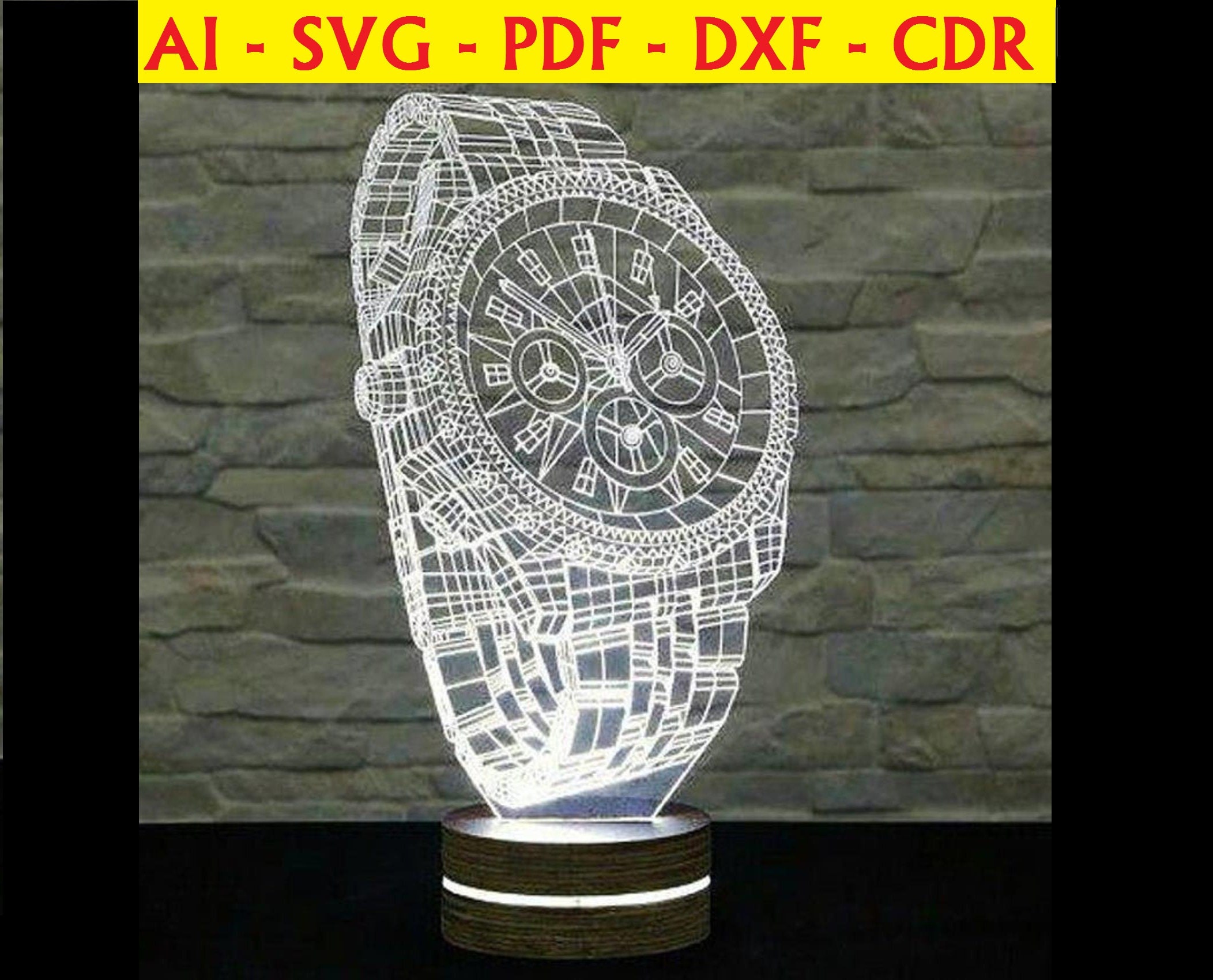 3D Watch Shaped Led Light, Lamp Led Acrylic,3d Table Night Light ...