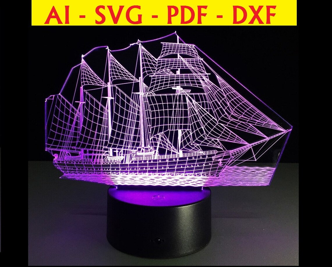 Sailing Ship Boat 3D Lamp Led Acrylic,3d Table Night Light Acrylic ...