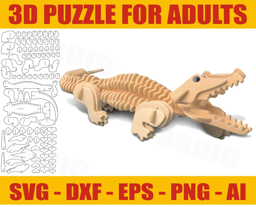 Alligator 3D Puzzle for Adult, 3D Plasma Cut and Laser Cut 3D Puzzle ...