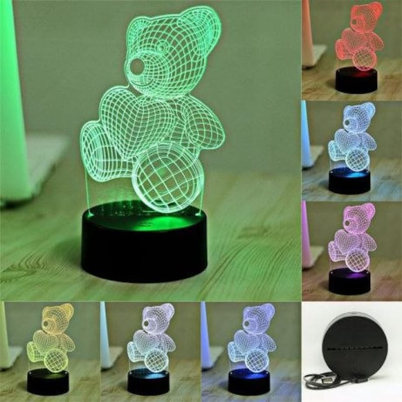 3D Lovely Teddy Led Acrylic,3d Table Night Light Acrylic Illusion, File ...
