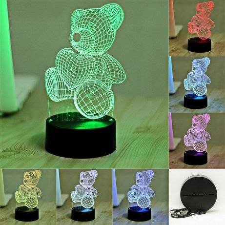 3D Lovely Teddy Led Acrylic,3d Table Night Light Acrylic Illusion, File ...