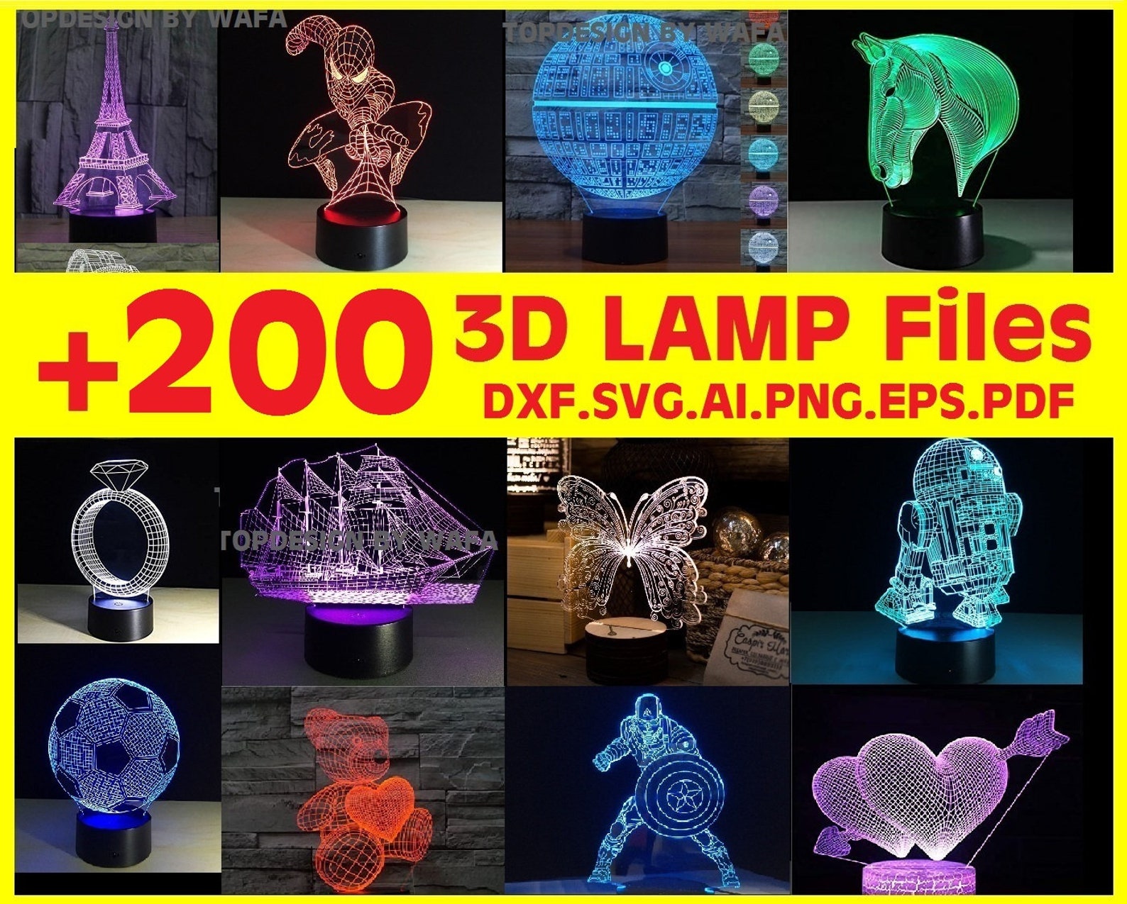 Super Pack | +2000 Dxf Files for Cnc | +200 Acrylic Lamp Files | File ...