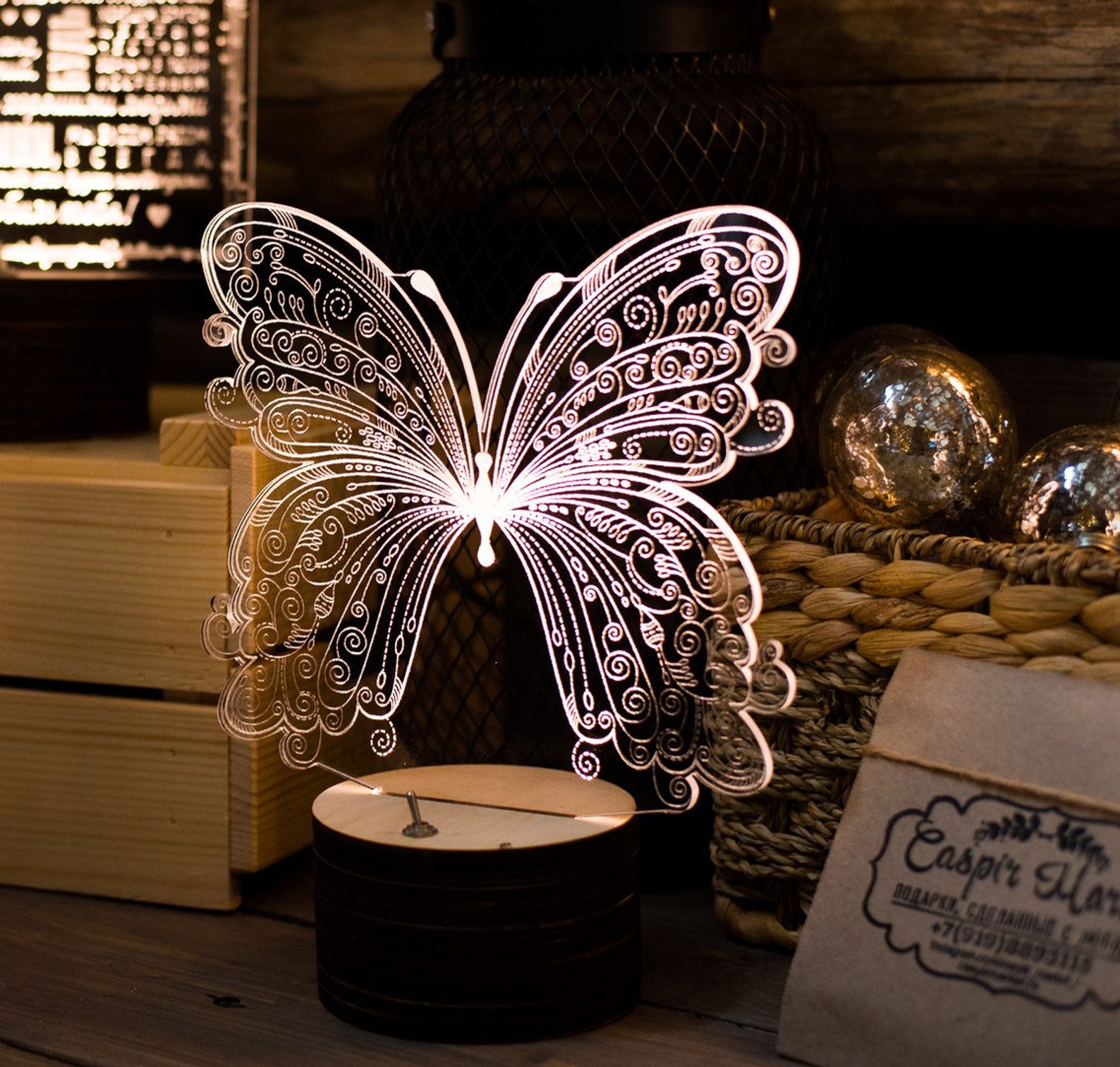 3D Butterfly Lamp Led Acrylic,3d Table Night Light Acrylic Illusion ...