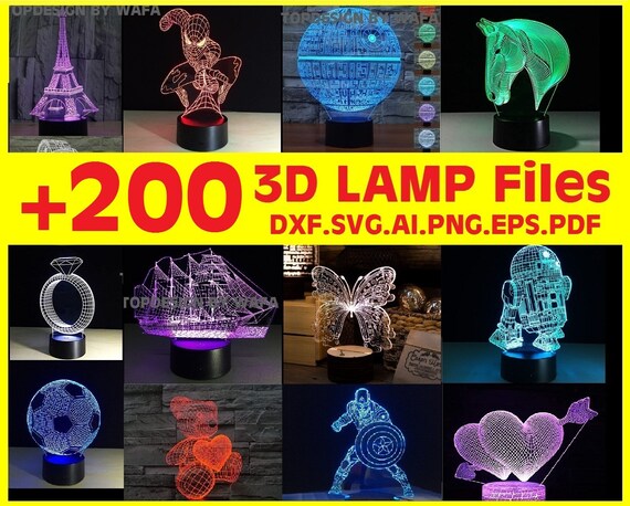 Over 200 3d Vector Illusion Acrylic Lamp Light File LED Cut - Etsy