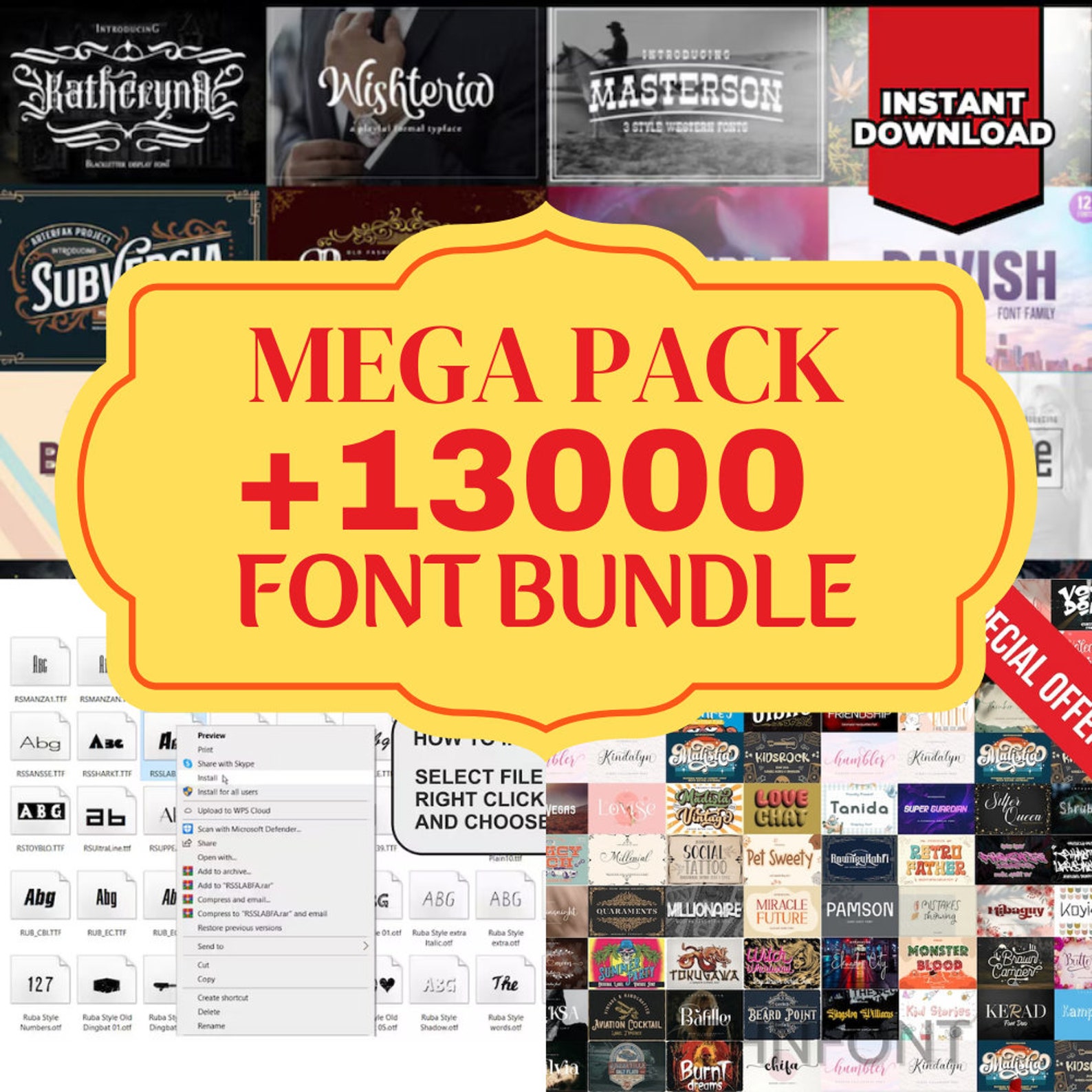 Mega Font Bundle | Canva Fonts | Calligraphy Fonts | Handwritten Fonts ...