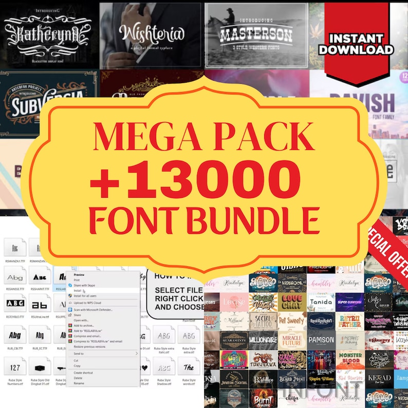 Mega Font Bundle | Canva Fonts | Calligraphy Fonts | Handwritten Fonts ...