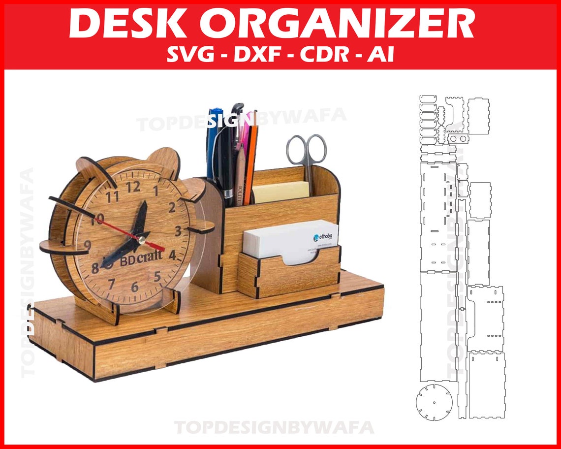 Laser Cut Desktop Organizer Svg File Glowforge Organizer Svg Organizer ...