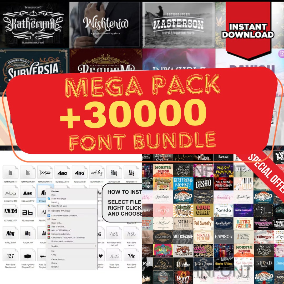 Mega Font Bundle | Calligraphy Fonts | Handwritten Fonts | Procreate ...