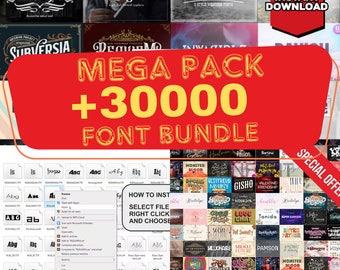 Mega Font Bundle | Canva Fonts | Calligraphy Fonts | Handwritten Fonts ...