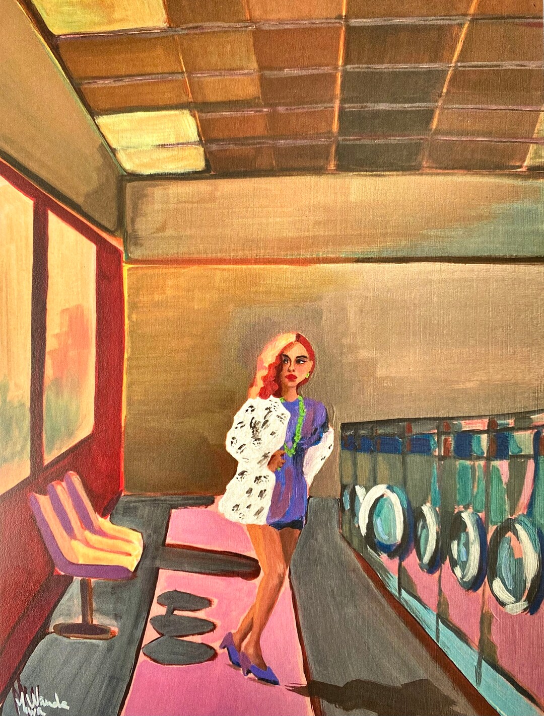 Funky Pink Vintage Vibes Pop Art Print on Recycled Paper - 'the ...