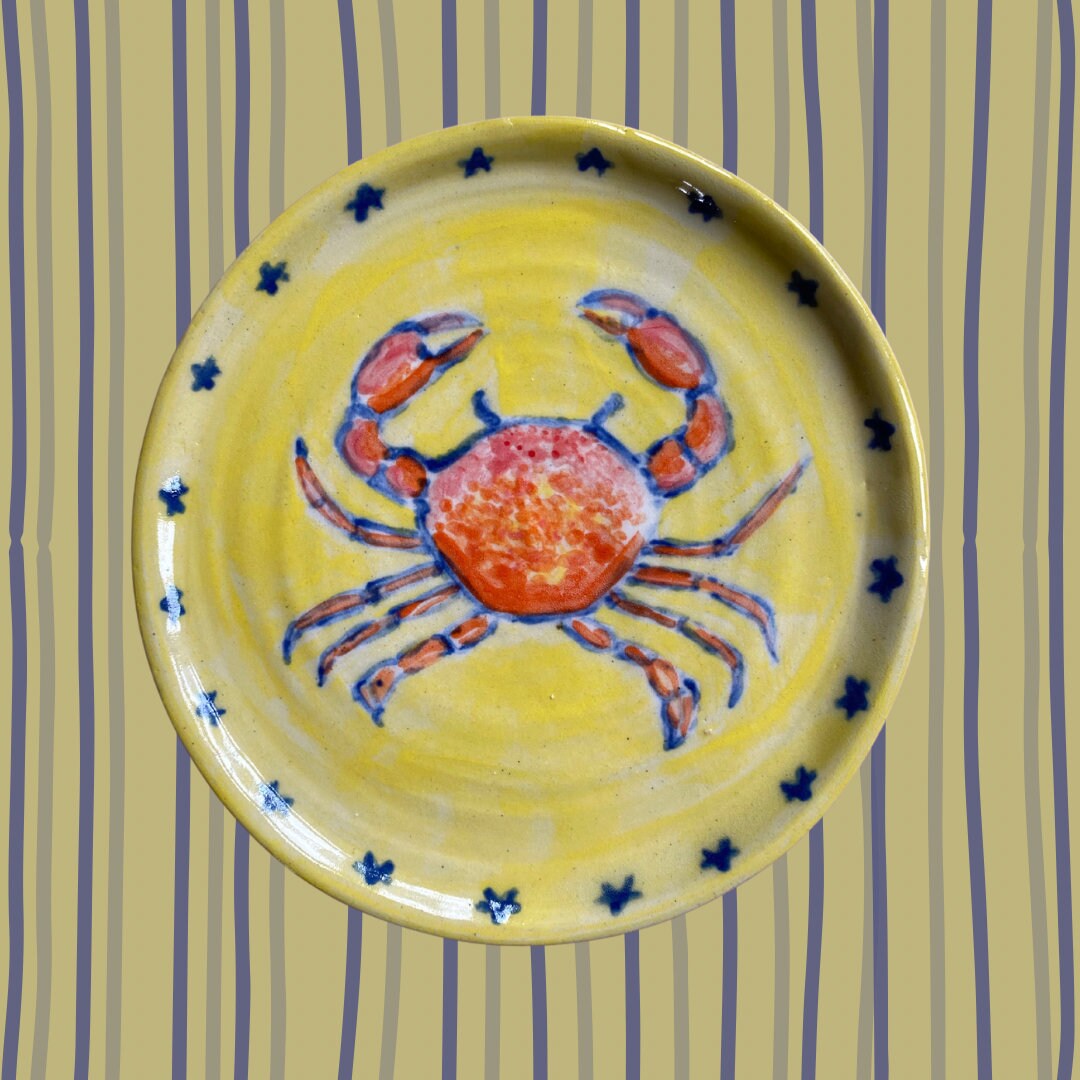 Coastal Charm: Handmade Crab Small Plate for Hanging or for Tapas - Etsy